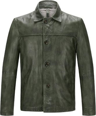 Milestone Herren Lederjacke gr&uuml;n unifarben