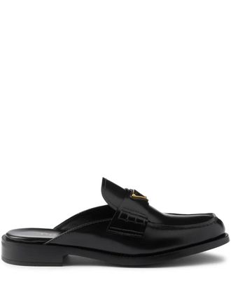 Prada Mules aus gebürstetem Leder - Schwarz