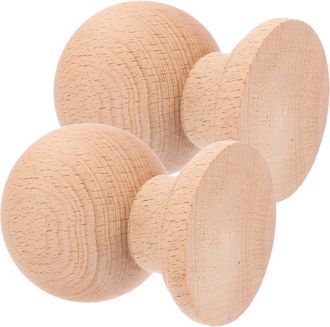 Healifty 2 St&uuml;ck Massivholz Kugelaufs&auml;tze f&uuml;r M&ouml;bel 7x5cm Unbehandelte Dekorative Holz Zierelemente f&uuml;r Innentreppen und M&ouml;belabschluss