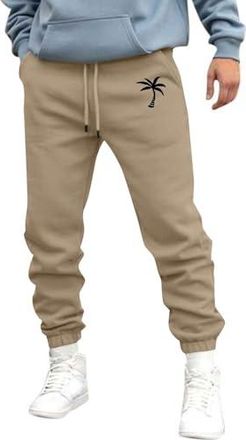 Generic Pantalon de jogging pour homme coupe droite pour entra&icirc;nement et usage quotidien Taille &eacute;lastique Pantalon de surv&ecirc;tement extensible confortable, kaki