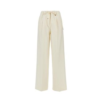 Moncler Wool gabardine pants with drawstring Woman 40