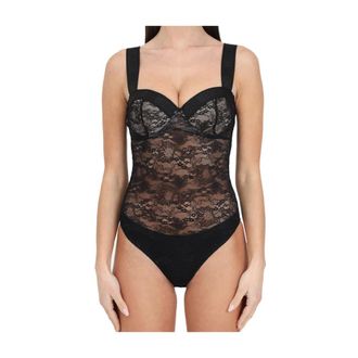 Moschino Femme, Tops, Noir, Taille: 40 FR Haut en Dentelle Noire
