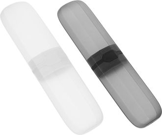 SOLUSTRE 2 Stück Teiliges Reise Zahnbürstenetui mit Wasserdichtem Verschluss Tragbarer PP Zahnbürstenhalter für Camping Hotel und Business Kompakte Abnehmbare 