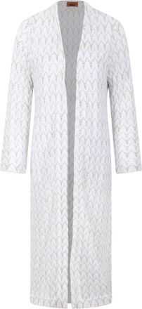 Missoni Femme, Pulls, Blanc, Taille: 36 FR Long Cardigan en Dentelle Zig Zag