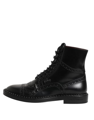 Dolce & Gabbana Brogue Lace-Up Boot - Black