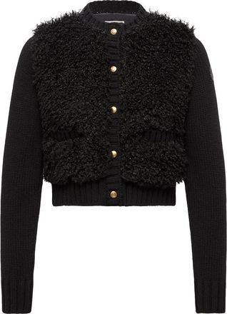Moncler Cardigan matelassé en laine et teddy
