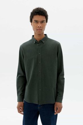 Thinking Mu Thinking MU Herren vegan Hemd Ant Microchecks Dunkel Eukalyptus