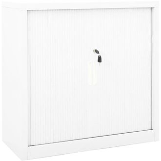 vidaXL Armoire &agrave; portes coulissantes Blanc 90x40x90 cm Acier Vidaxl