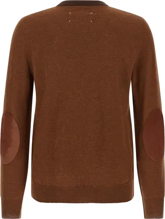 Maison Margiela Two-Tone Wool with Elbow Patches Sweater - Brown