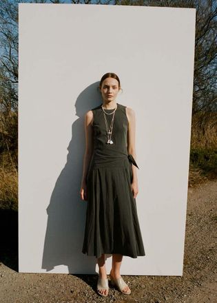 Mango Robe lyocell foulard kaki - Femme - XXS - MANGO