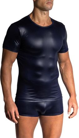 Olaf Benz Herren T-Shirt blau Mikrofaser unifarben