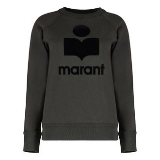 Isabel Marant Samt Logo Sweatshirt Gerippte Kanten - - Sweatshirts & Hoodies - Damen - Schwarzk - 2XS