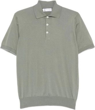 Brunello Cucinelli Homme, Tops, Gris, Taille: 2XL Polo en Maille de Coton L&eacute;ger