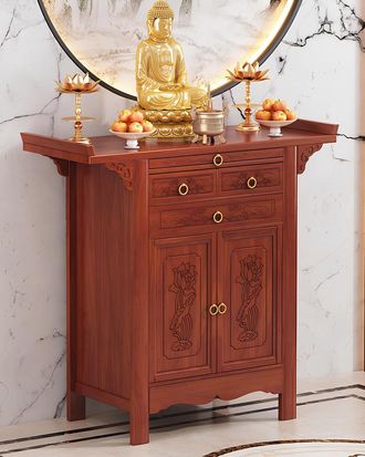 Generic Traditioneller buddhistischer Altar, Schreinaltar, Altartisch mit Ablage, chinesischer Opferaltar auf Sockel
