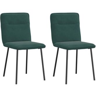 vidaXL Vidaxl - Chaises à manger lot de 2 Vert foncé Velours