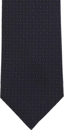 Barba Patterned Fine-Textured Necktie - Navy