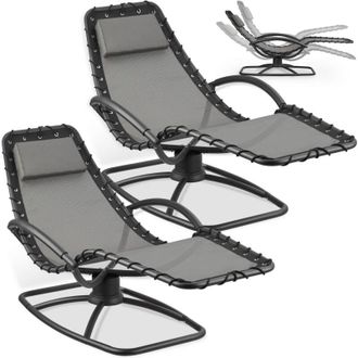 TecTake 2 Chaises longues ergonomiques fonction balancement gris