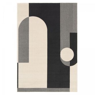 Un amour de tapis Unamourdetapis - Tapis salon et chambre 80x150 noir et crème tissé motif géométrique flarine 2