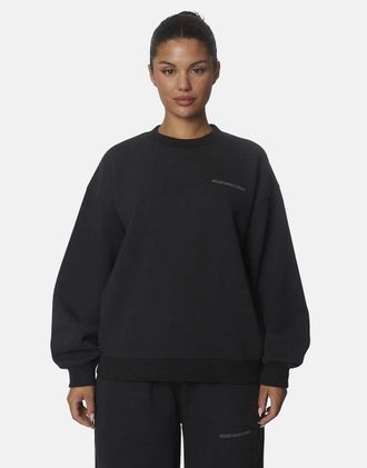 Good For Nothing Oversize-Sweatshirt aus Baumwollfleece mit Rundhalsausschnitt in Schwarz