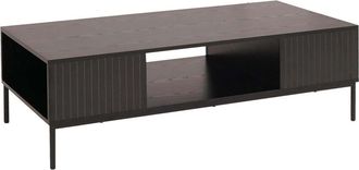 Hhg TV-Rack 294, TV-Board Fernsehtisch Lowboard TV-Schrank Ablage F&auml;cher, Melamin mdf 39x120x60cm Holzoptik schwarz