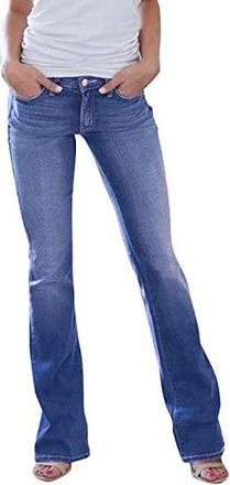 Generic Jean &eacute;vas&eacute; pour femme - Taille haute - Stretch - Extra long - Coupe bootcut - Coupe &eacute;vas&eacute;e - Jean stretch pour femme avec boutonni&egrave;re - Automne - Stre