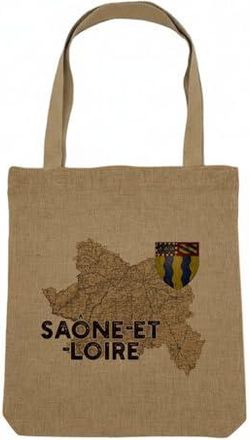 Fabulous Sac Shopping Tote Bag Aspect Lin - Saone et Loire 71 Departement Macon Carte Ancienne - Sac de Courses Toile Epaisse 360g Beige Naturel Cabas Port&eacute; Ep