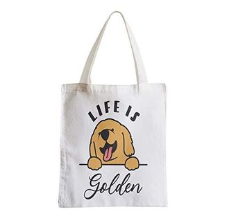 Fabulous Grand Sac Shopping Plage Etudiant Life is Golden Retriever Chien Golden Retriever