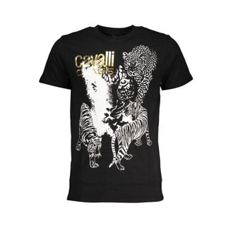 Cavalli Nero Baumwolle Herren T-Shirt