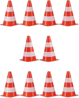 Relaxdays 100 x Warnkegel im Set, stapelbar, Verkehrsh&uuml;tchen, im Schn&uuml;rbeutel, Markierungsh&uuml;tchen, Pylonen, 22 cm, orange/wei&szlig;