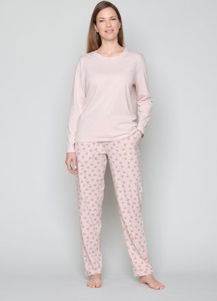 Joop Pyjama JOOP, Damen, Gr. 34, rosa (lilablau), Jersey, Obermaterial: 95% Baumwolle, 5% Elasthan, bequem lang, Rundhals, Homewear-Sets Pyjama