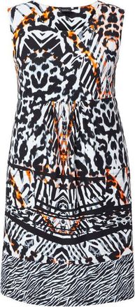 Ulla Popken Minikleid Jerseykleid Bord&uuml;re Rundhals &auml;rmellos Taschen