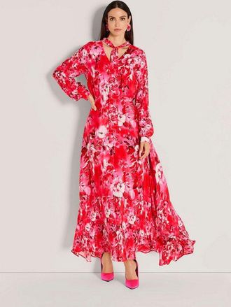 Madeleine Maxikleid Stretchkleid mit Blumenmuster Maxikleid mit V-Ausschnitt, Bindeband und Langarm