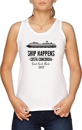 Vendax Vendax Ship Happens Costa Concordia Débardeur T-Shirt Femme Blanc