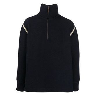 Maison Margiela Pull Col Roul&eacute; Laine Demi-Zip - Homme - Pulls - Bleu - Taille: M
