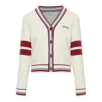 Off-white Strickjacke mit besticktem Logo - - Knitwear - Damen - Beige - M