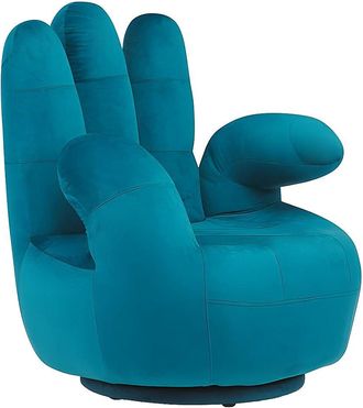 Vente-Unique Drehstuhl Catchy aus Velours, Blau