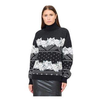 Ermanno Scervino Romantischer Rollkragenpullover mit Spitzendetails - - Knitwear - Damen - Schwarzk - S