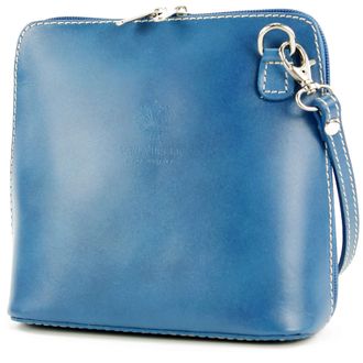 modamoda.de T94 - ital kleine Umh&auml;ngetasche aus Glattleder, Farbe:Blau