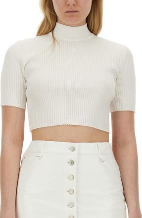 Courr&egrave;ges Viscose Blend Crop Top - White