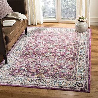 Safavieh Merlot Collection Tapis décoratif - 1,2 x 1,8 m, Rouge et Multicolore, Design Vieilli bohème Chic, ne perd Pas Ses Poils et Facile dentretien, idéal p
