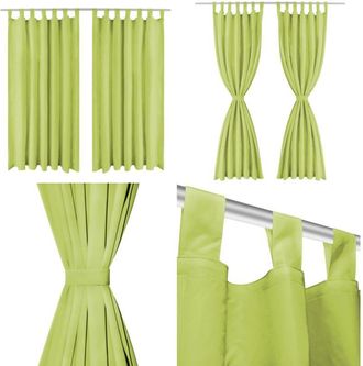 vidaXL Vorh&auml;nge Mikro-Satin 2 Stk. mit Schlaufen 140&times;245 cm Gr&uuml;n - Fensterdekoration - Vorh&auml;nge - Wohnaccessoires - Gardinen - Schlafzimmerschmuck - Home &