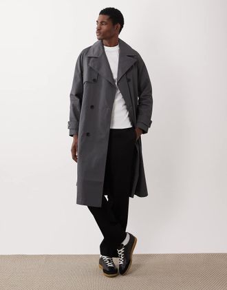 Asos Oversize-Trenchcoat in Anthrazit-Grau