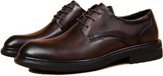 Generic Chaussures Oxford Formelles for Hommes, à Lacets, Bout Rond, Noir Bruni, Chaussures Derby en Cuir, Basses, Talon carré, résistantes, antidérapantes, C