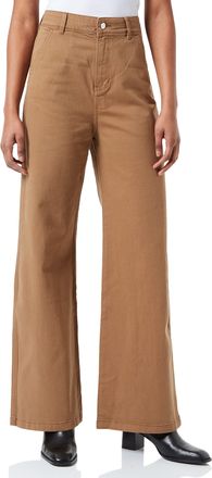s.Oliver Damen 120.10.202.26.180.2109830 Hose lang Suri Wide Leg, Brown Stretched D, 42W 32L EU