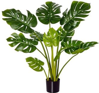 HOMCOM k&uuml;nstliche Pflanzen 110 cm k&uuml;nstlicher Monstera Kunstpflanzen im Topf Kunstbaum Zimmerpflanze Dekopflanze B&uuml;ropflanze Kunststofftopf f&uuml;r drinnen und d