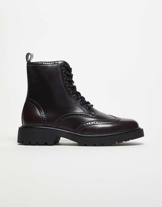 Asos Bottines richelieu à lacets - Bordeaux-Rouge