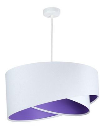 Licht-Erlebnisse Stoff Pendelleuchte Lila Wei&szlig; &Oslash;50cm modernes Design H&auml;ngelampe Schlafzimmer Wohnzimmer BRANDO