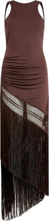 Andamane Femme, Robes, Brun, Taille: 40 FR Marisol Fringed Tank Maxi Dress