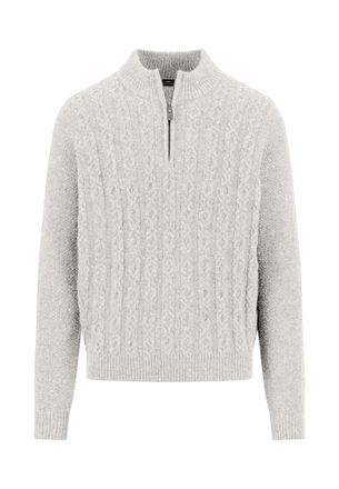 Fynch-Hatton Troyer aus Wollmix mit Zopfmuster Winter White/L