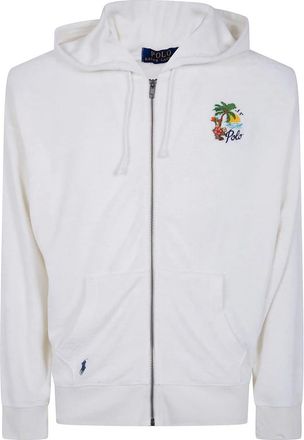 Polo Ralph Lauren Homme, Sweatshirts et sweats &agrave; capuche, Blanc, Taille: L SweaT-shirt &agrave; Capuche et Fermeture &Eacute;clair Int&eacute;grale &agrave; Manches Longues